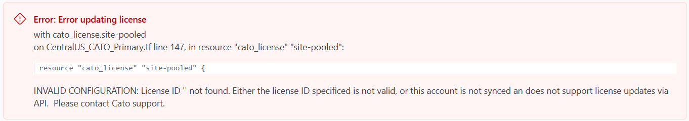 Error when attempting to add pooled license to site via Terraform ...