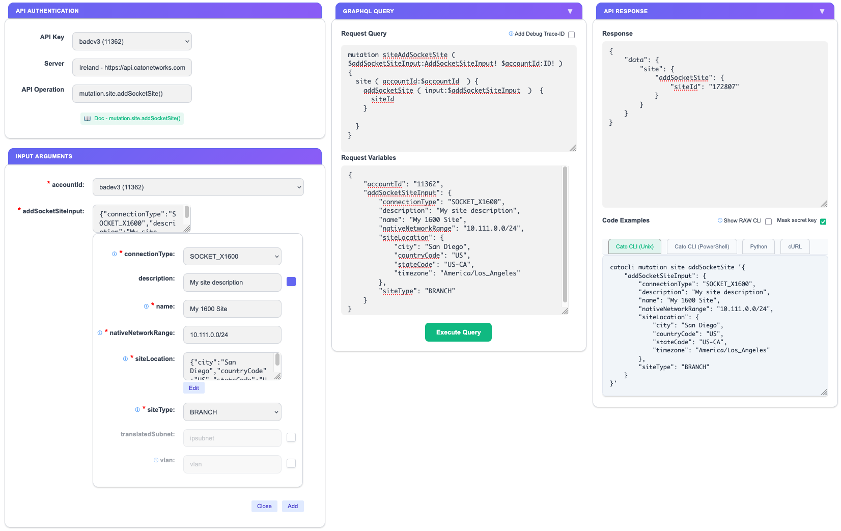 Site Management API Multi-Tool Workshop | Cato Connect